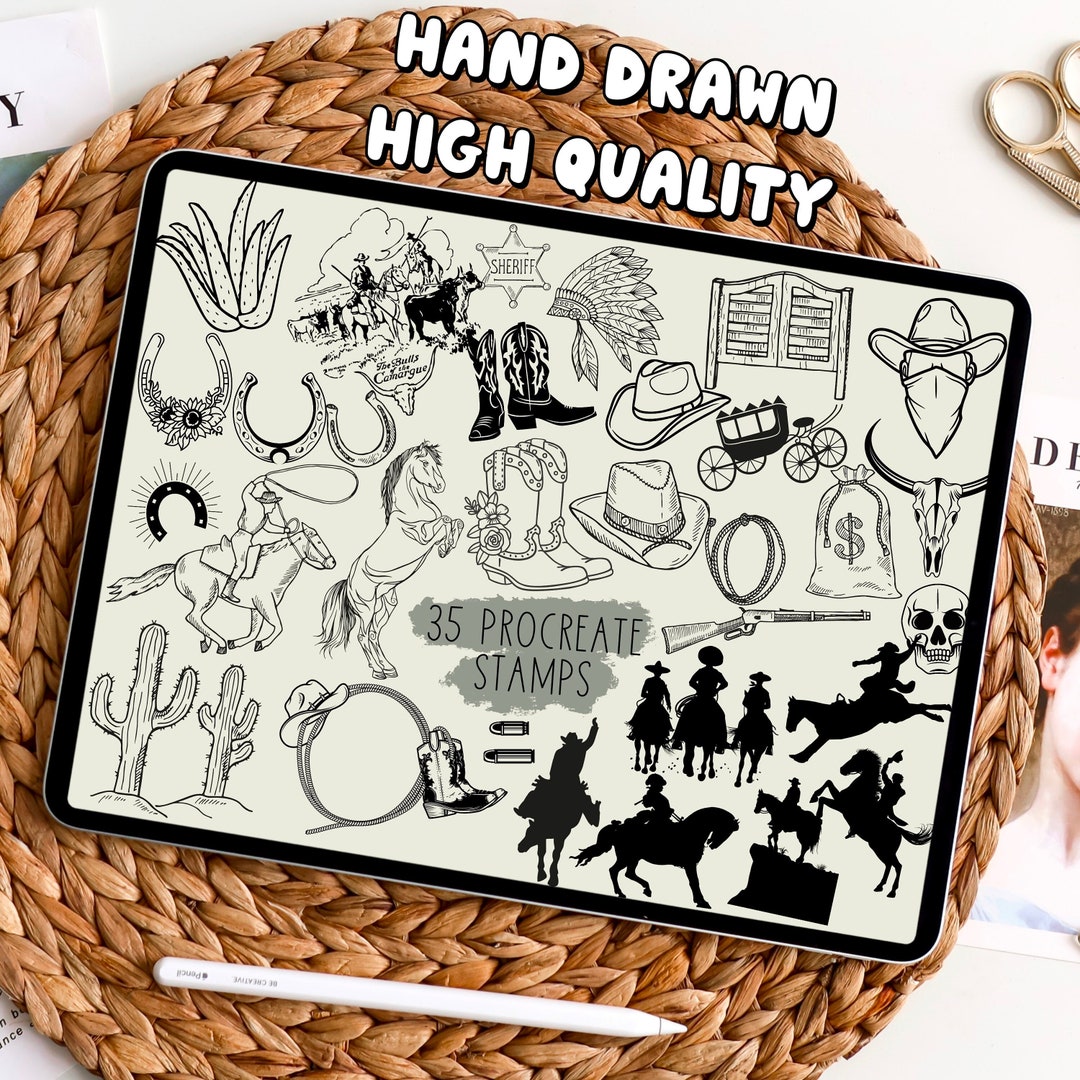 Procreate Stamps, Western Procreate Brushes, Procreate Tattoo Brush ...