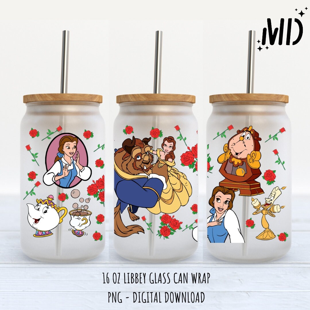 Princess Libbey 16oz, Magical Glass Can Design, Princess Tumbler Wrap ...