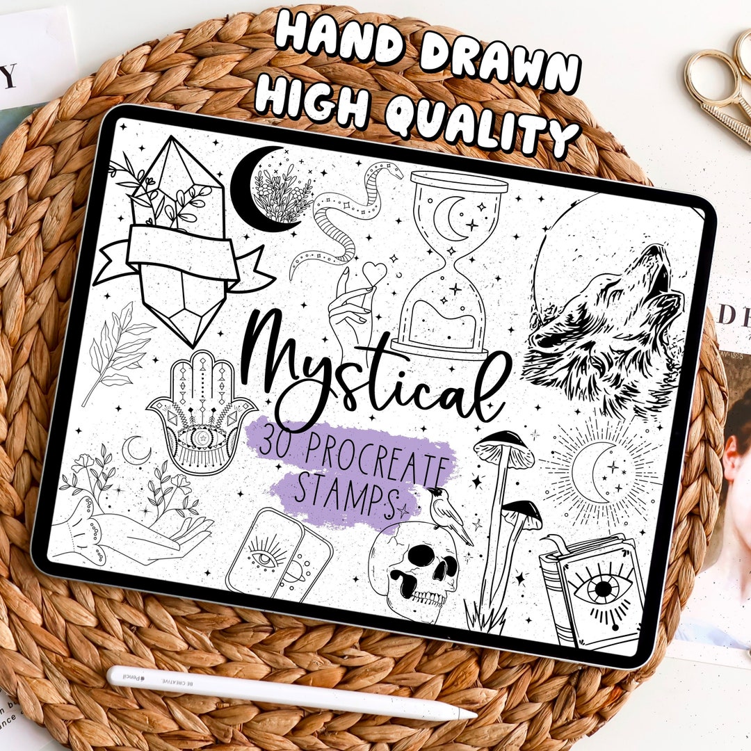 Procreate Stamps, 30 Mystical Procreate Brushes, Procreate Tattoo Brush ...