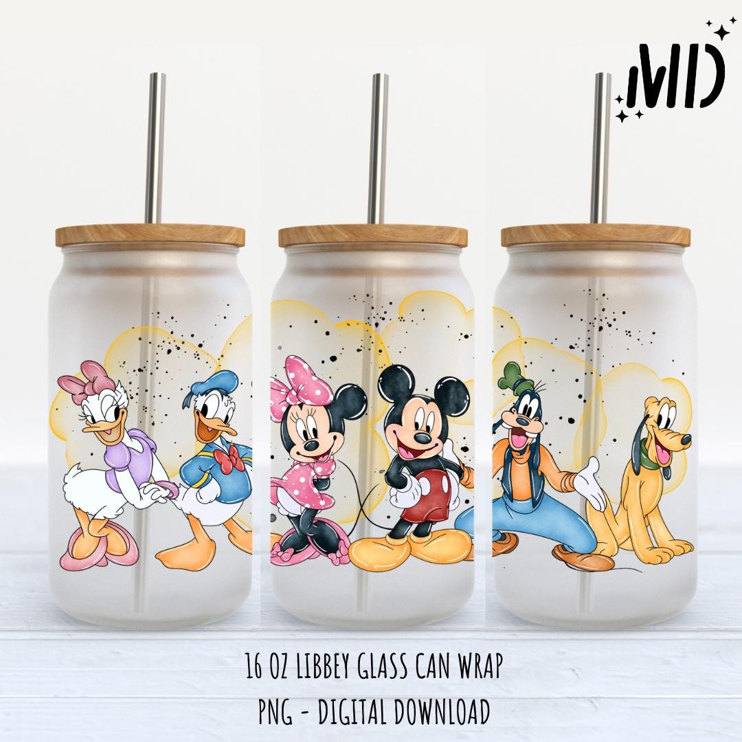 Spring Mouse libbey 16oz, Mouse Retro Flower Libbey Glass Can Design ...