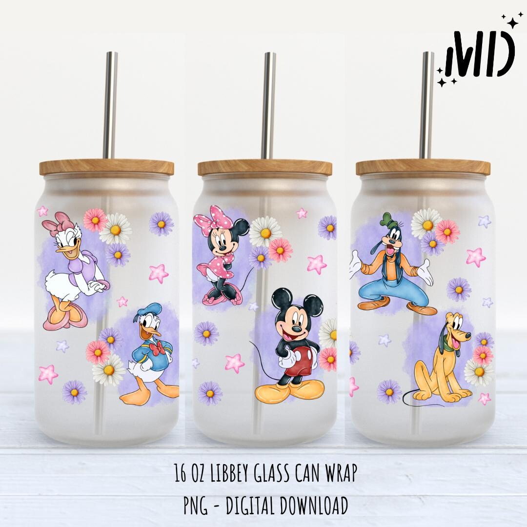 Spring Mouse Libbey 16oz, Mouse Retro Flower Libbey Glass Can Design ...
