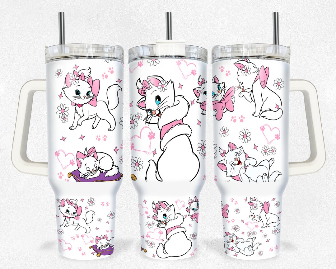 Spring Cat Flower 40 Oz Tumbler, Cute Cat Tumbler 40oz, Digital Design ...