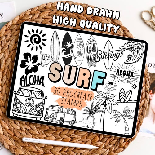 Procreate Surf Beach Stamp Brushes Set Stamp Pack Beach - Etsy