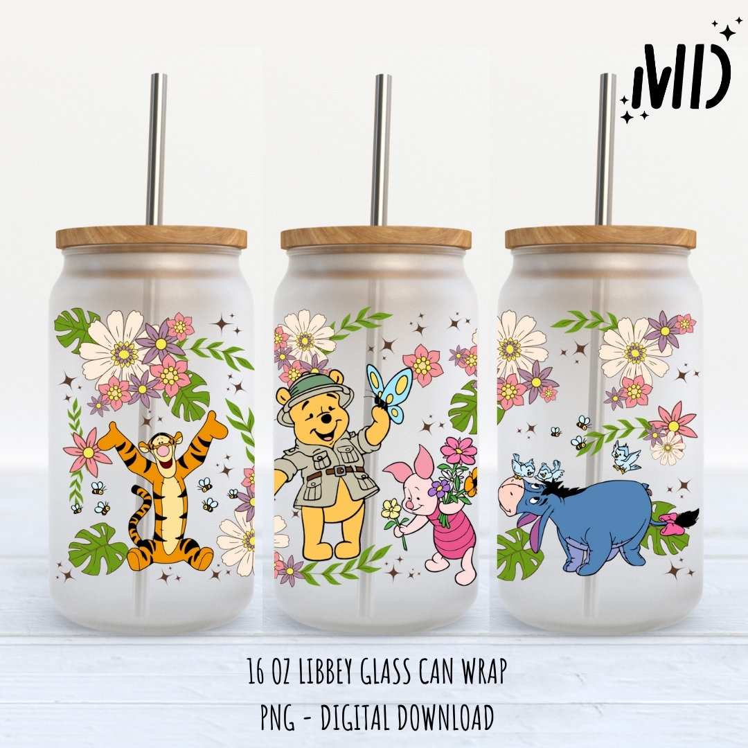 Spring Honey Flower Libbey 16 Oz, Flower Glass Can 16oz, Summer Flower ...