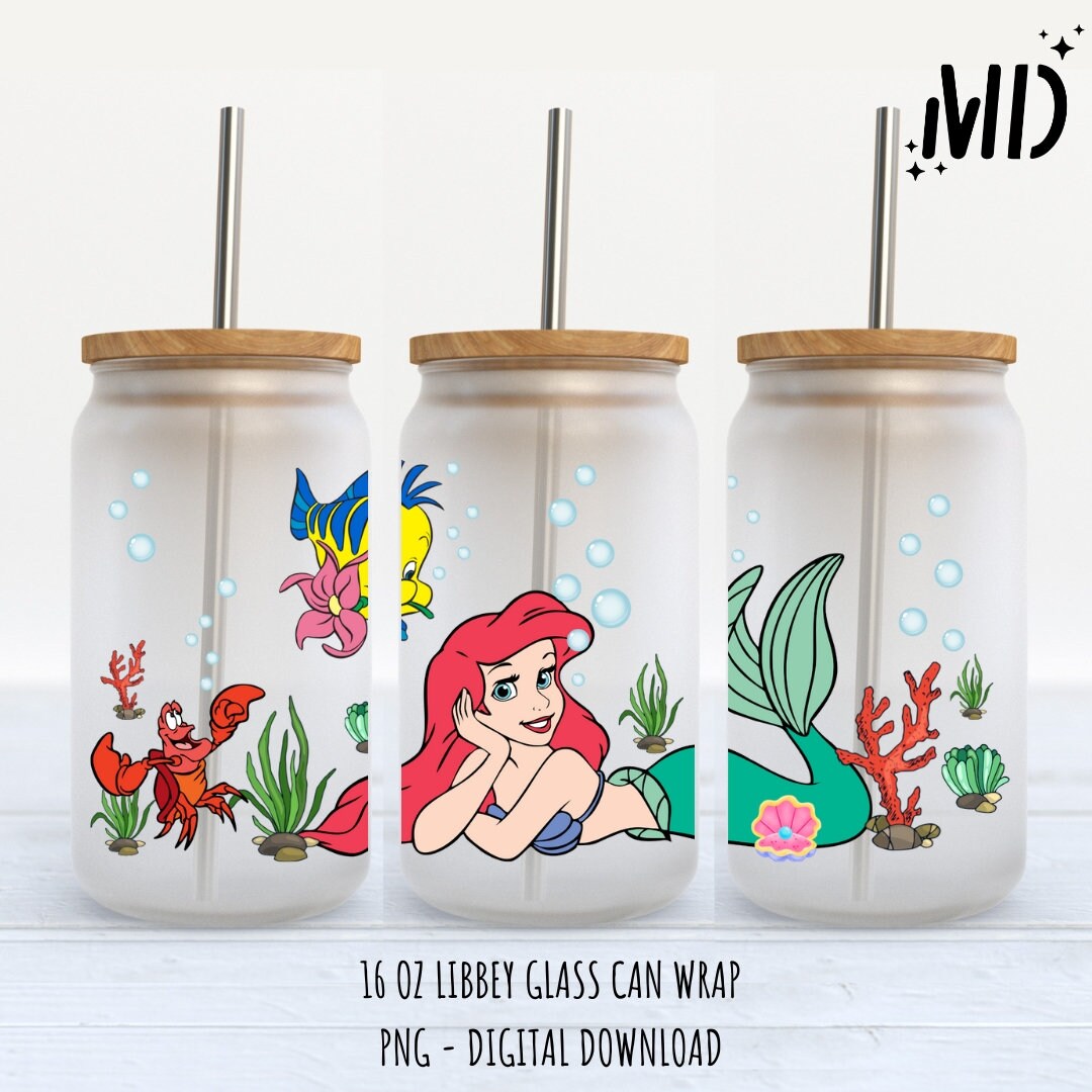 Princess Mermaid Libbey 16oz, Magical Glass Can Design, Princess ...