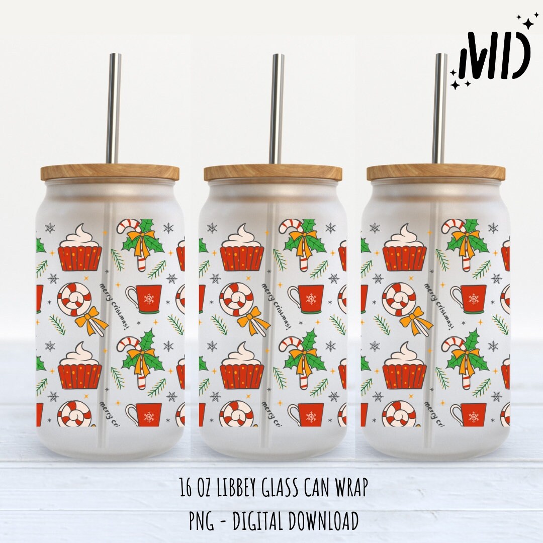 Christmas Libbey 16 Oz, Christmas Cookie Glass Can 16oz, Hot Chocolate ...