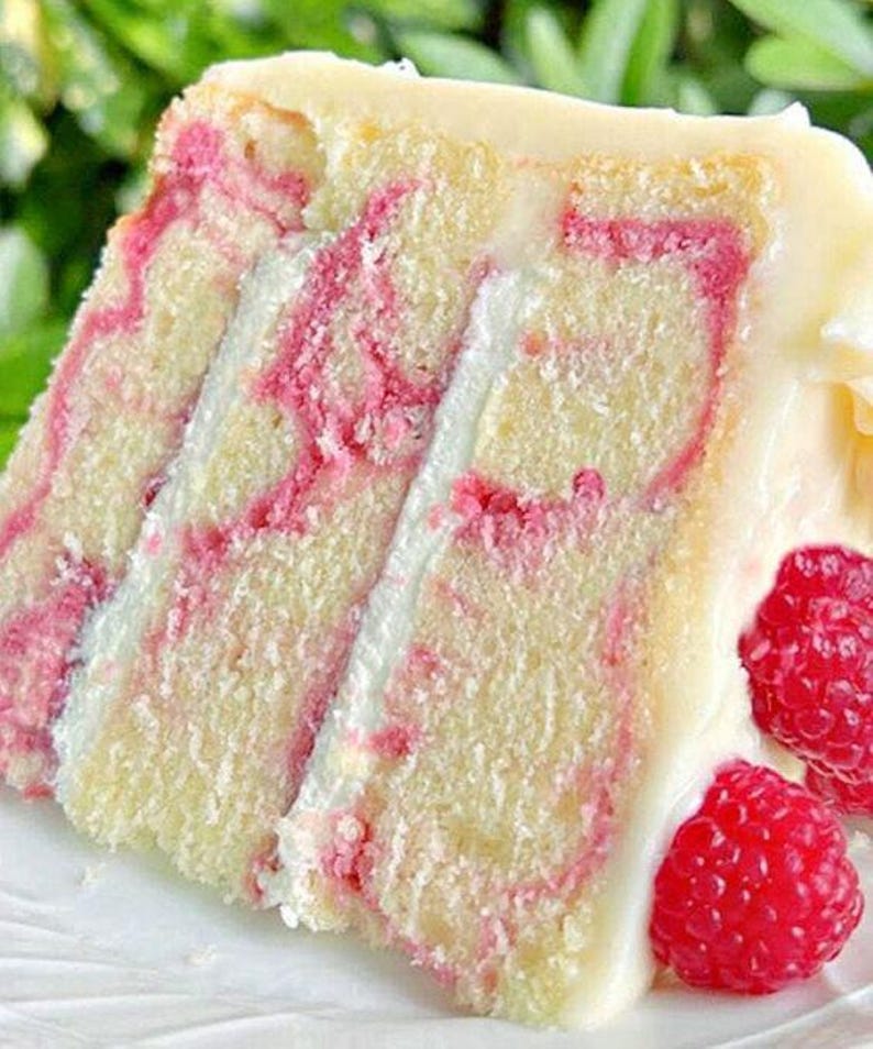 Almond Raspberry Swirl Cake Download Recipe - Etsy