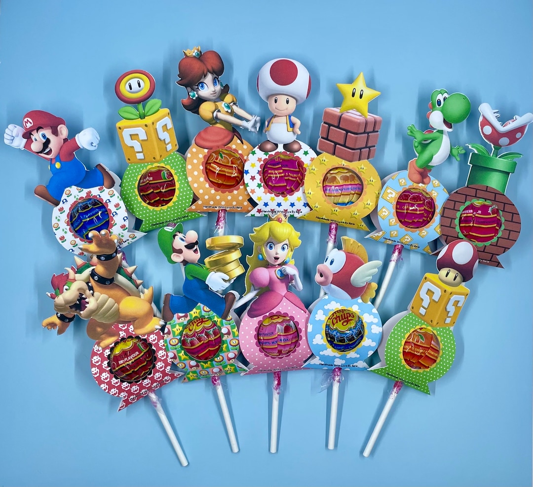 Lecca lecca personalizzato 12 pz, tema Super Mario, personalizzabile ...