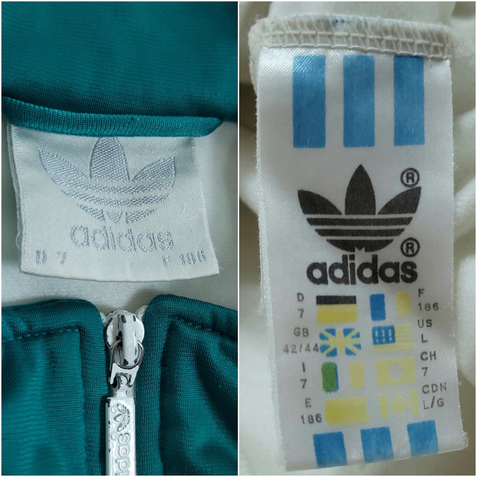 Very Rare Vintage Adidas Originals White Green Geometric Pattern ...