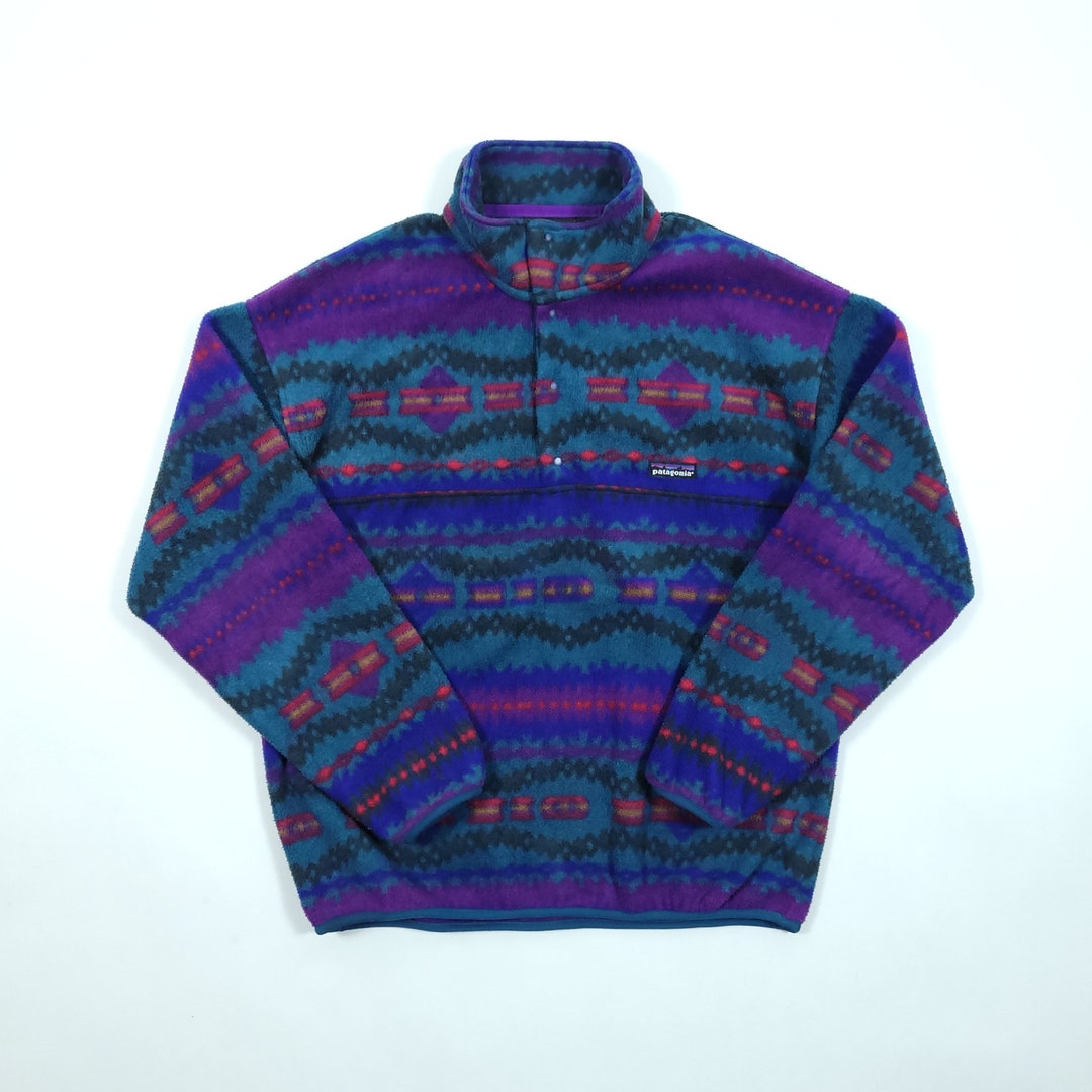 Vintage 90s Patagonia Aztec Pattern Shades of Blue Polar - Etsy