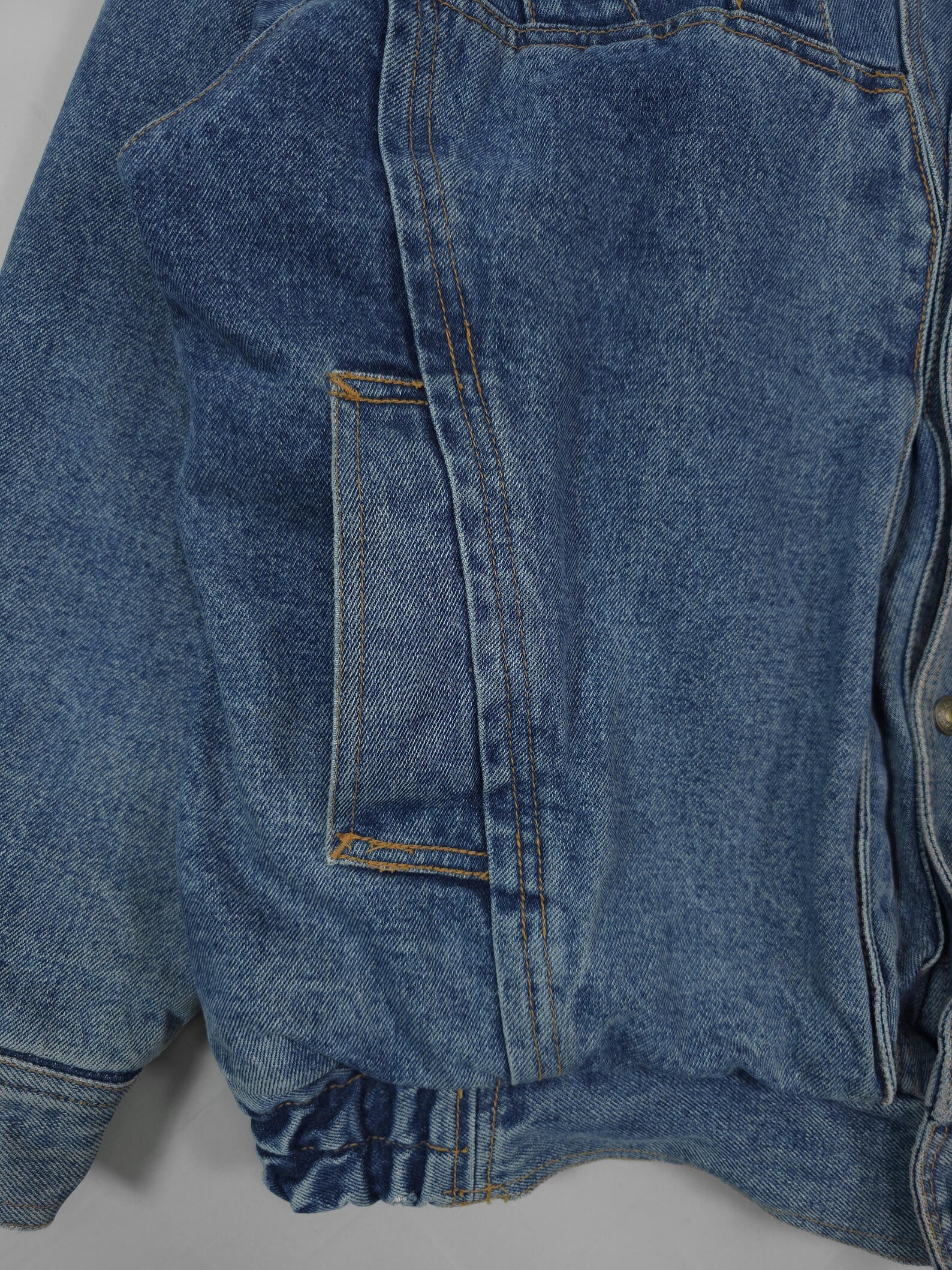 80s Campri Wyatt Heavy Denim Jacket With Padded Stripe Detailing – Blue ...