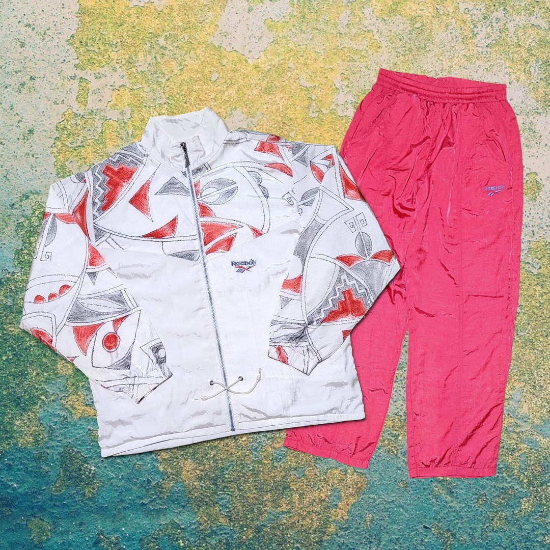 Vintage 80s 90s Reebok Light Red and White Tracksuit / Vintage Classic ...