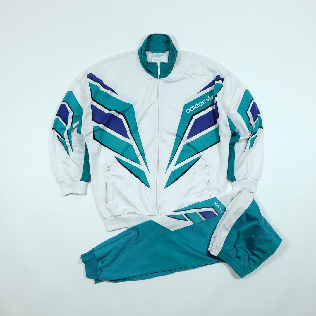 Very Rare Vintage Adidas Originals White Green Geometric Pattern ...