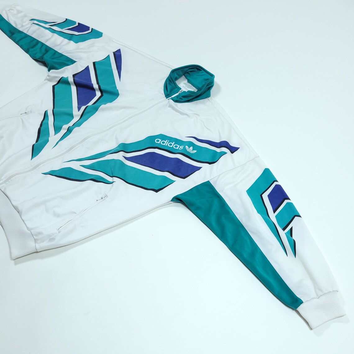 Very Rare Vintage Adidas Originals White Green Geometric Pattern ...