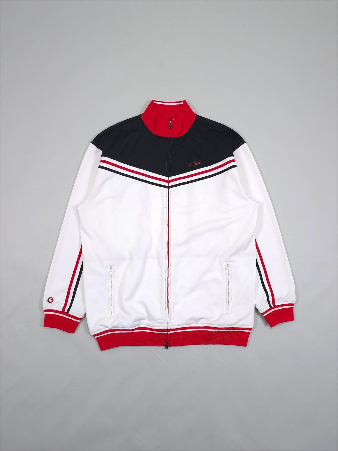 Y2K G-unit Heavyweight Track Jacket – White/red/black – Size XL Fits L ...