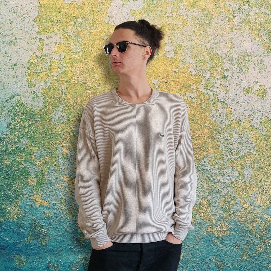Vintage 80s 90s Lacoste Cream Beige Knitted Jumper Sweater / Vintage ...