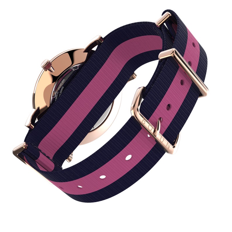 Bosun Regatta 40mm Watch in Rose Gold Unisex Blue & Pink Nato Strap ...