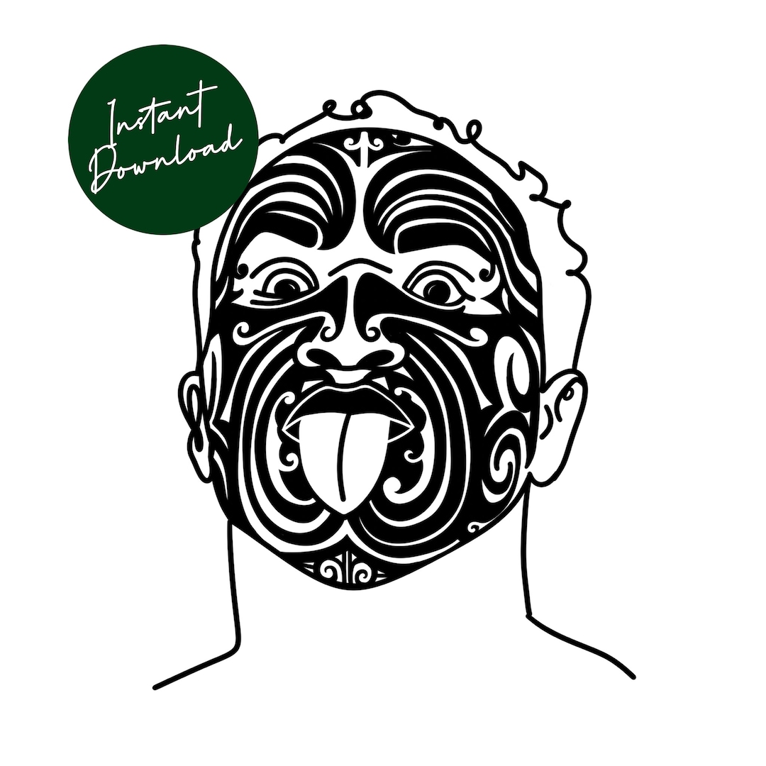 Maori Male Pukana Digital Download (JPEG & PNG) - Tā Moko/ Mataora - Etsy