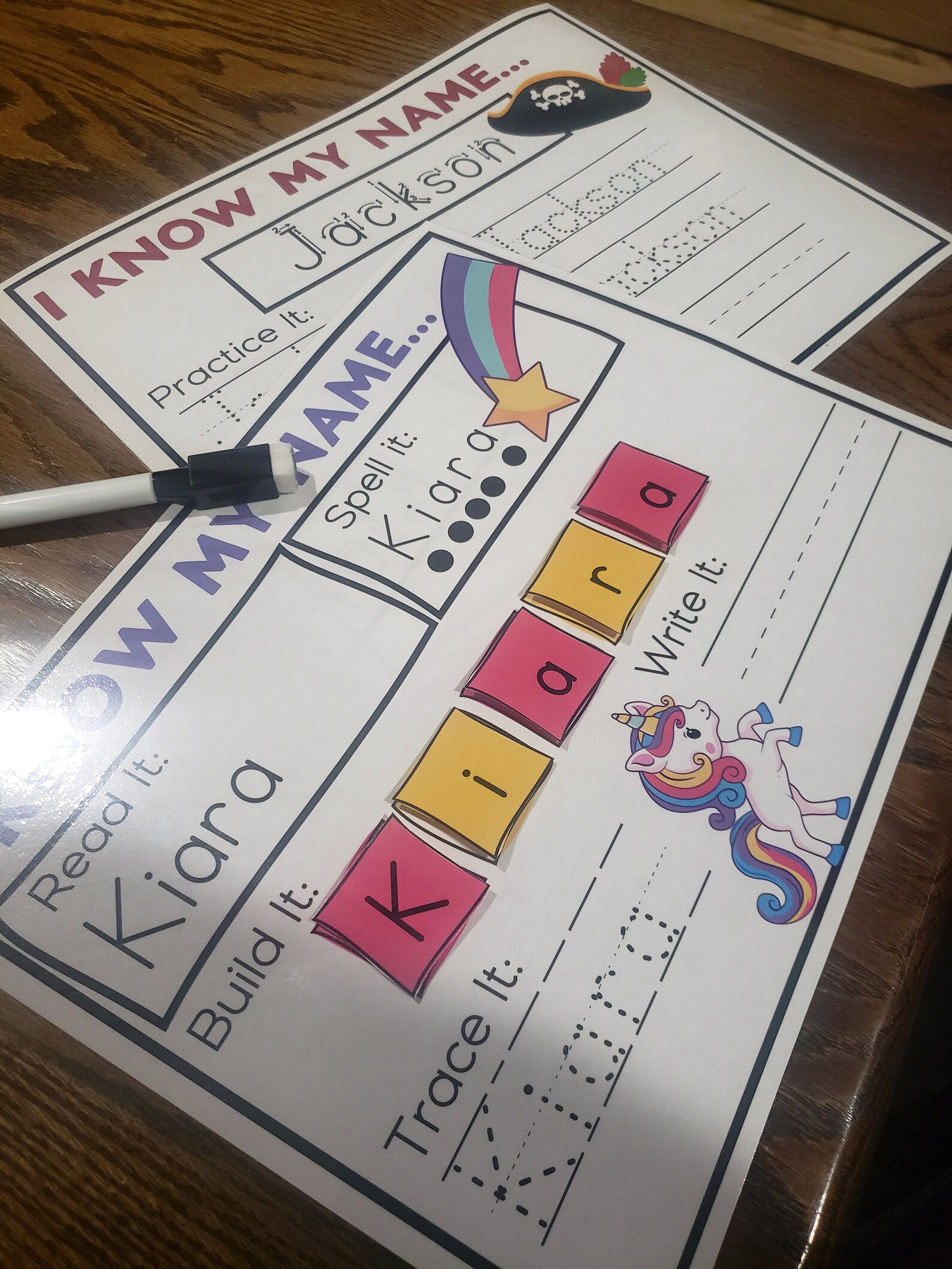 Name Writing Practice Mats, Learn to Spell Name, Custom Dry Erase Name ...