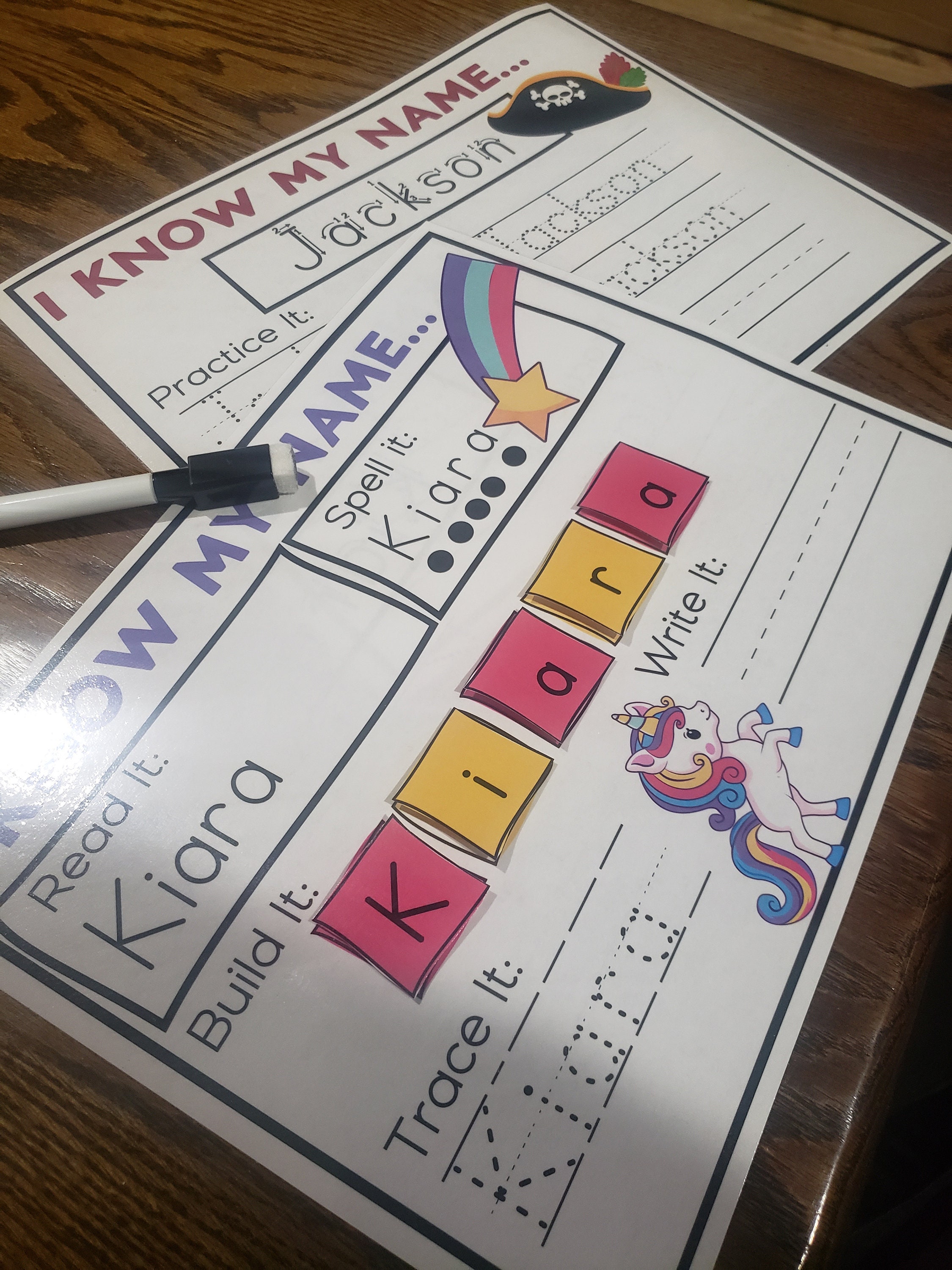 Name Writing Practice Mats, Learn to Spell Name, Custom Dry Erase Name ...