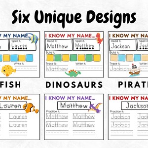 Name Writing Practice Mats, Learn to Spell Name, Custom Dry Erase Name ...