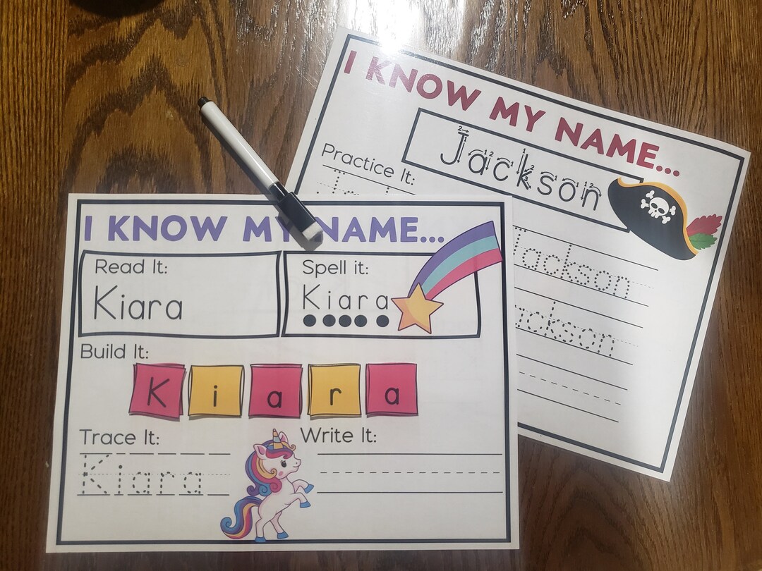 Name Writing Practice Mats, Learn to Spell Name, Custom Dry Erase Name ...