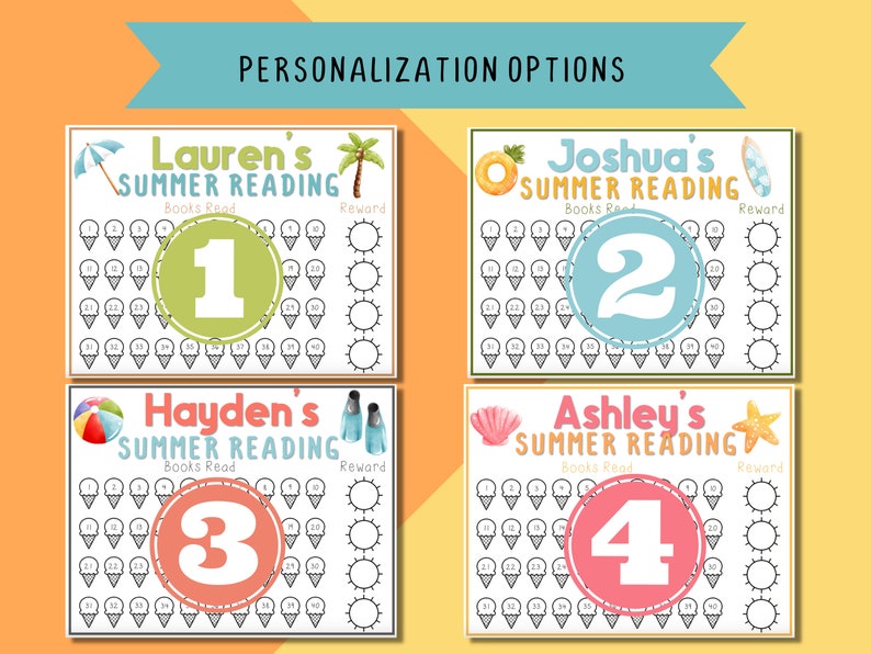 Summer Reading Log, Printable Digital Download, Personalized, Reading ...