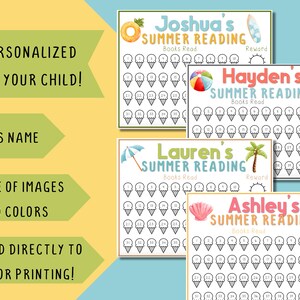 Summer Reading Log, Printable Digital Download, Personalized, Reading ...