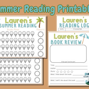 Summer Reading Log, Printable Digital Download, Personalized, Reading ...
