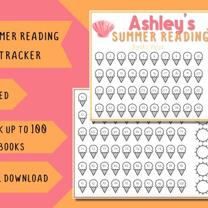 Summer Reading Log, Printable Digital Download, Personalized, Reading ...