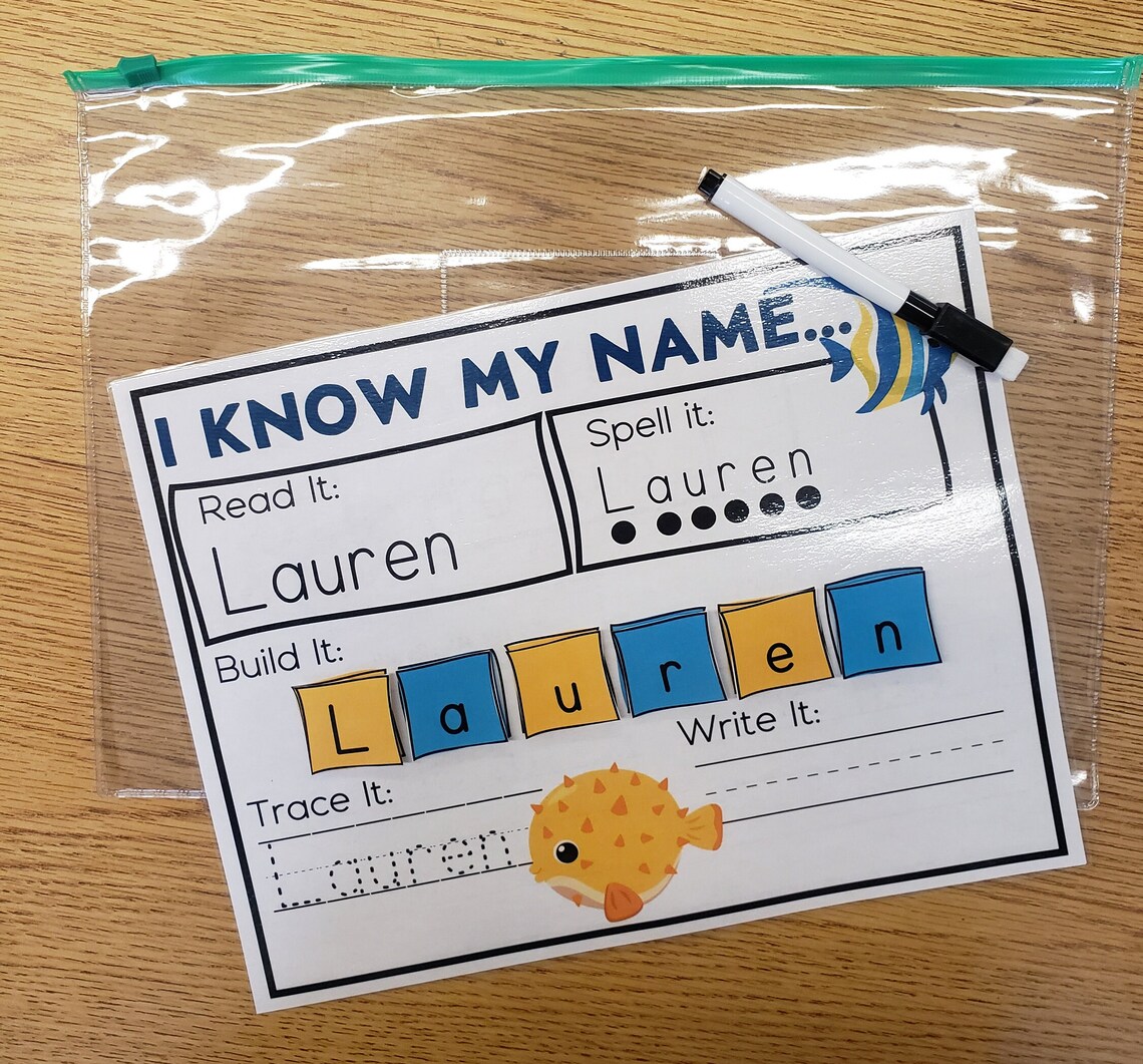 Name Writing Practice Mats, Learn to Spell Name, Custom Dry Erase Name ...