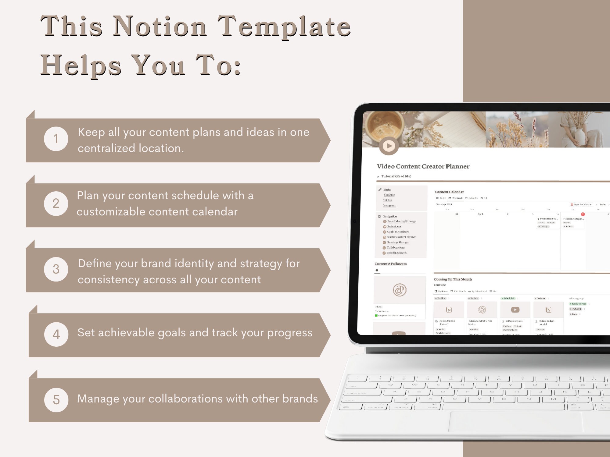 Notion Template Social Media Video Content Planner Creators Influencers ...