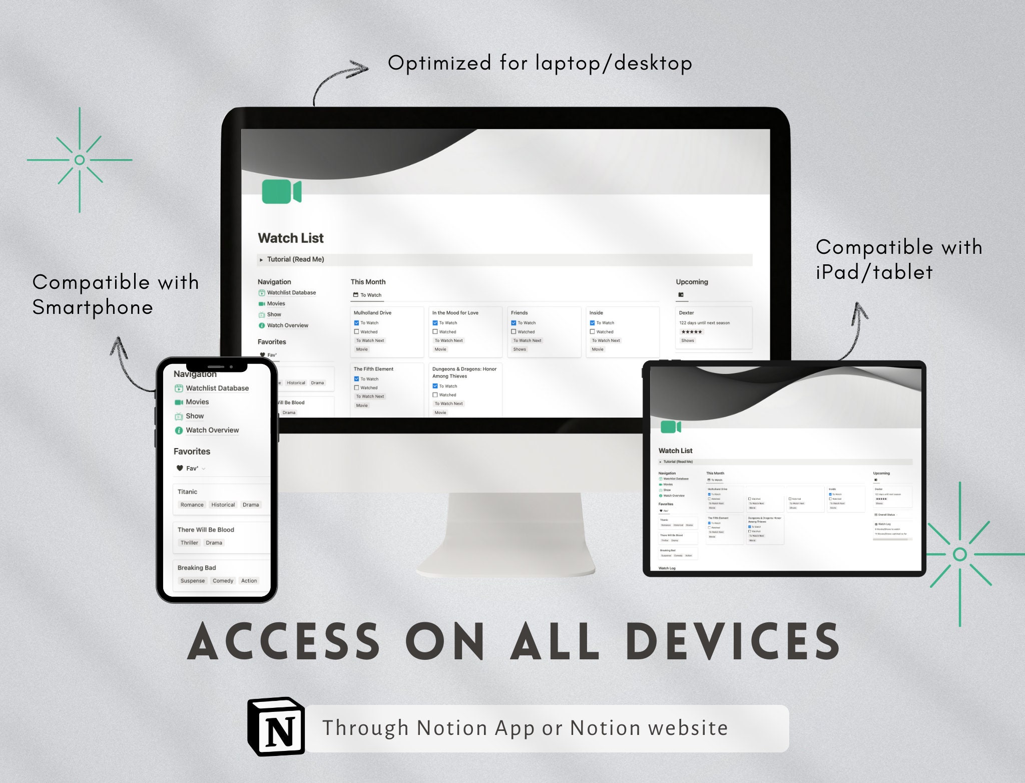 Movie & TV Show Tracker Notion Template Aesthetic Notion Film Planner ...