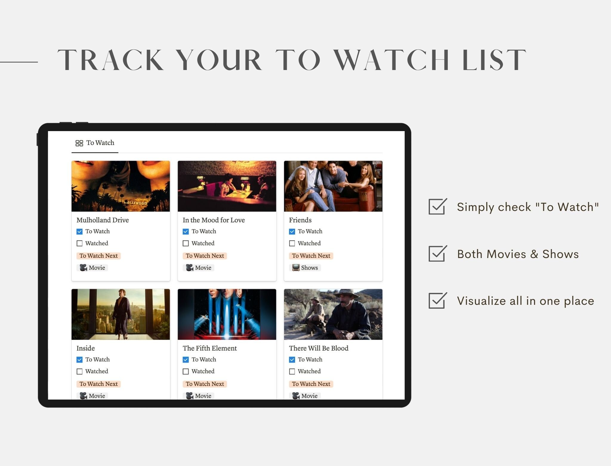 Movie & TV Show Tracker Notion Template Aesthetic Notion - Etsy