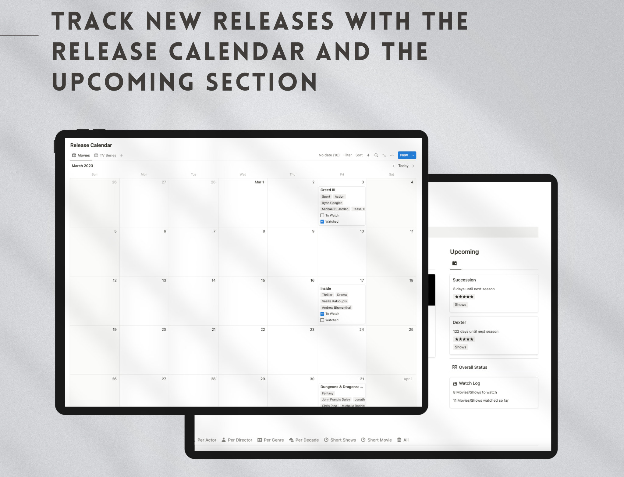 Movie & TV Show Tracker Notion Template Aesthetic Notion Film Planner ...