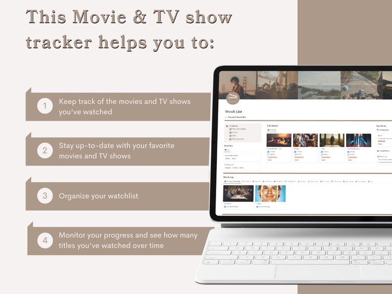 Movie & TV Show Tracker Notion Template - Aesthetic Notion Film Planner ...