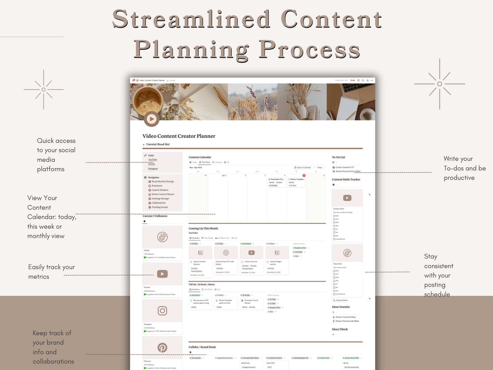 Notion Template Social Media Video Content Planner Creators Influencers ...