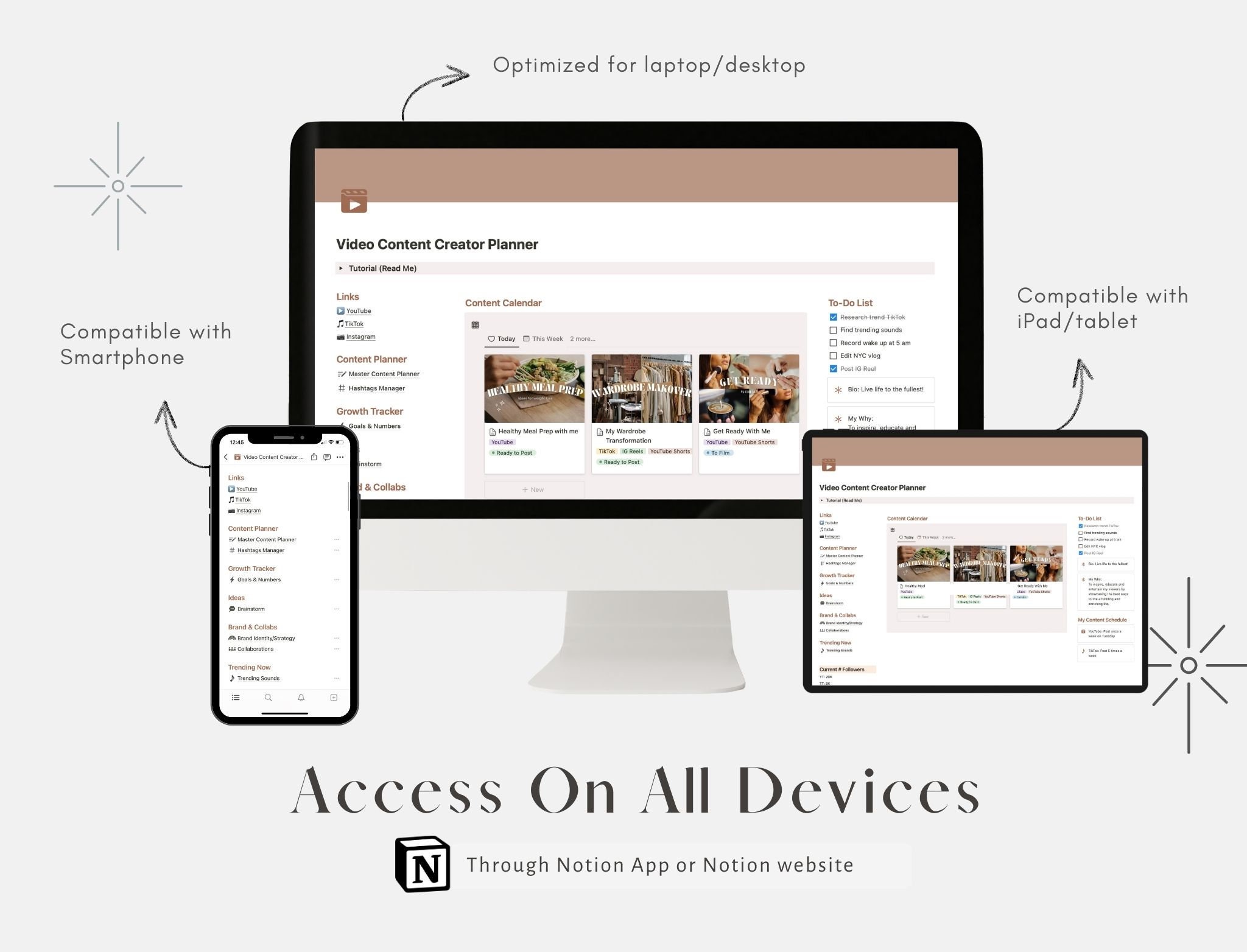 Notion Template Social Media Video Content Planner Creators - Etsy