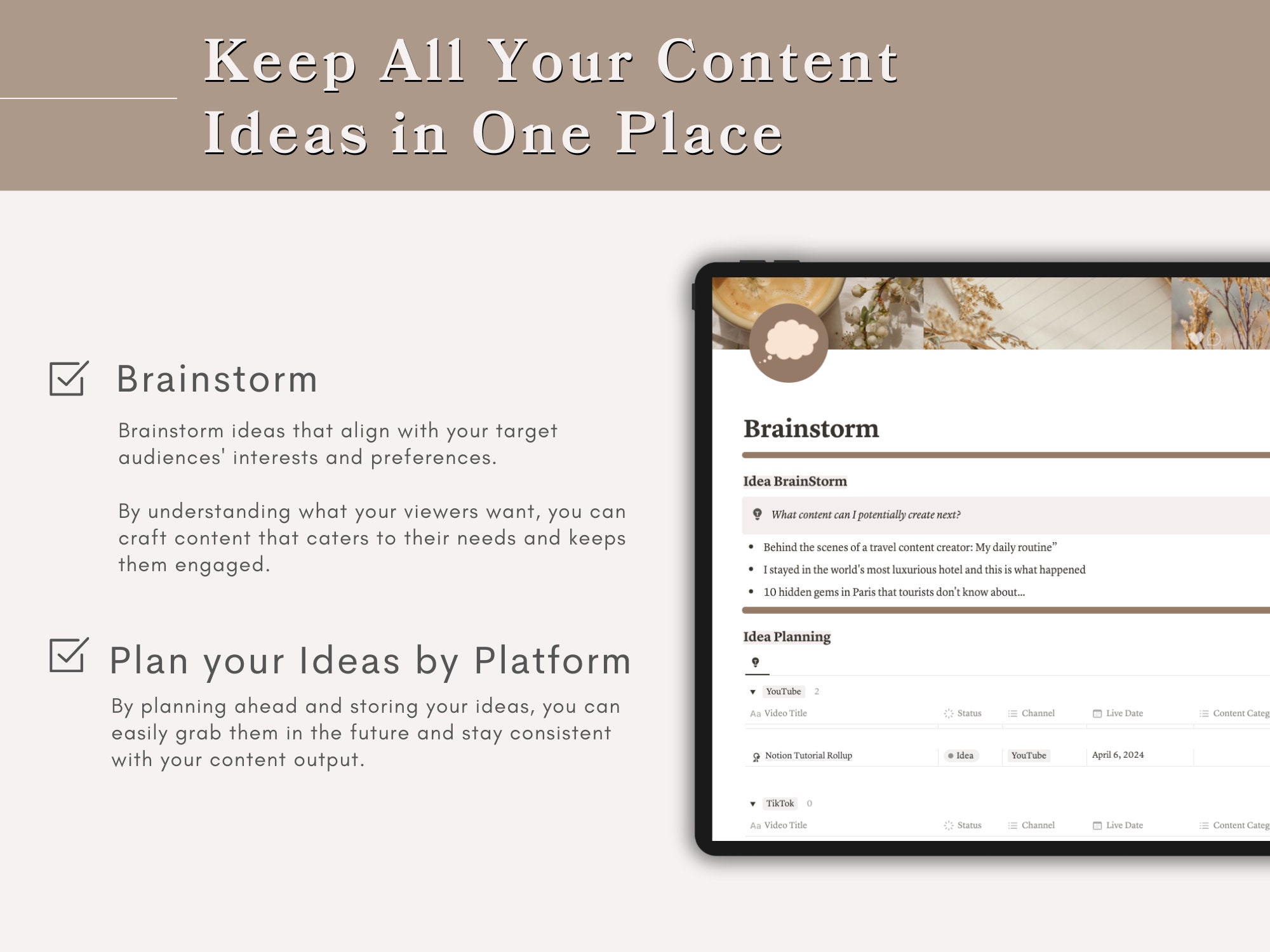 Notion Template Social Media Video Content Planner Creators Influencers ...