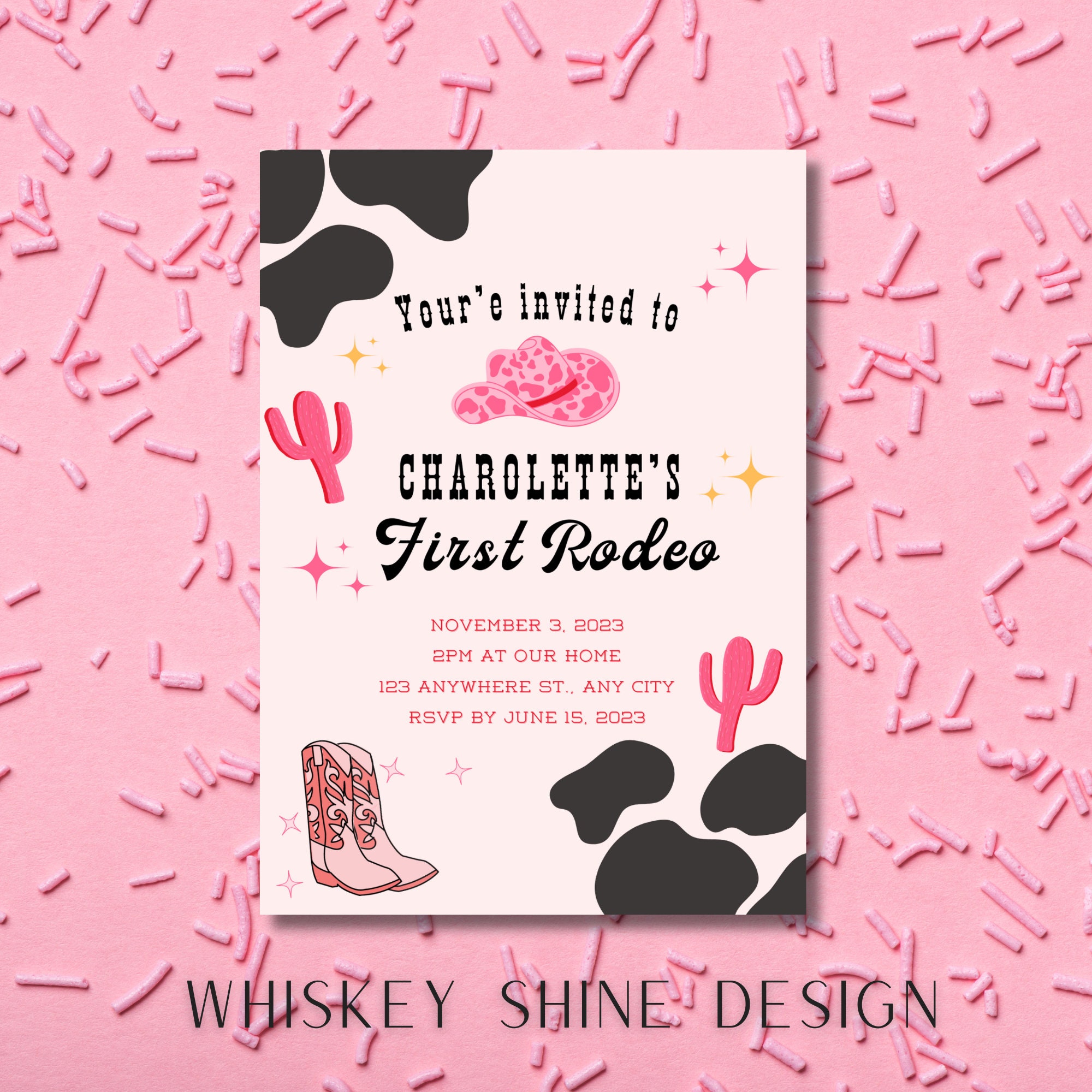 First Rodeo Birthday Party Invitation, Cowgirl Birthday Invitation ...
