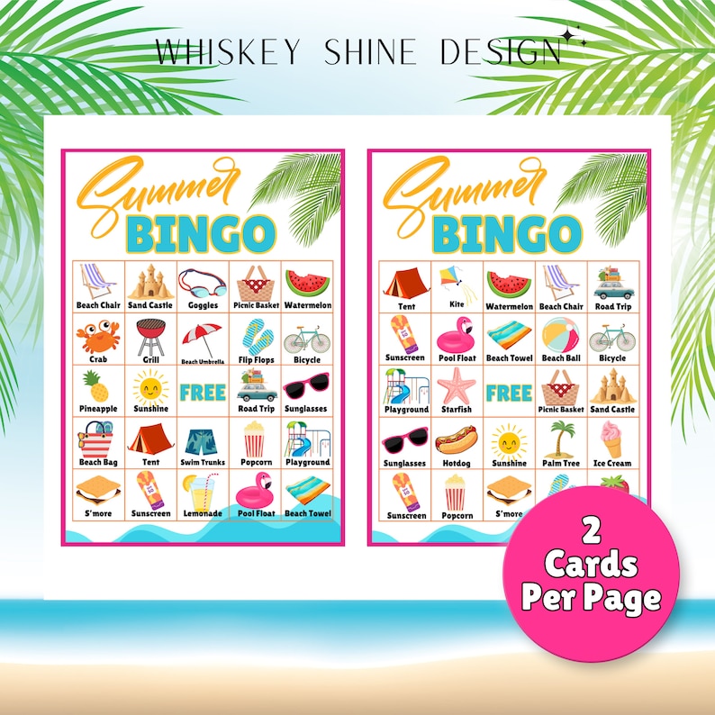 Summer Bingo, Printable Bingo Card Game, Bingo Game for Kids, Printable ...