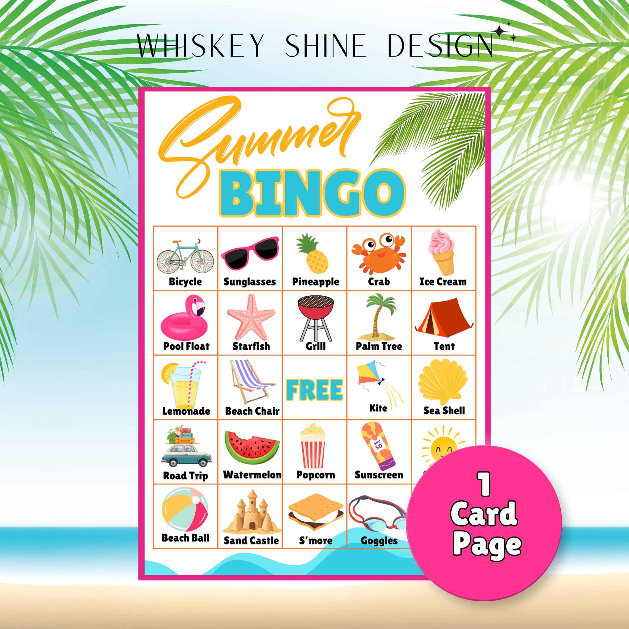 Summer Bingo, Printable Bingo Card Game, Bingo Game for Kids, Printable ...