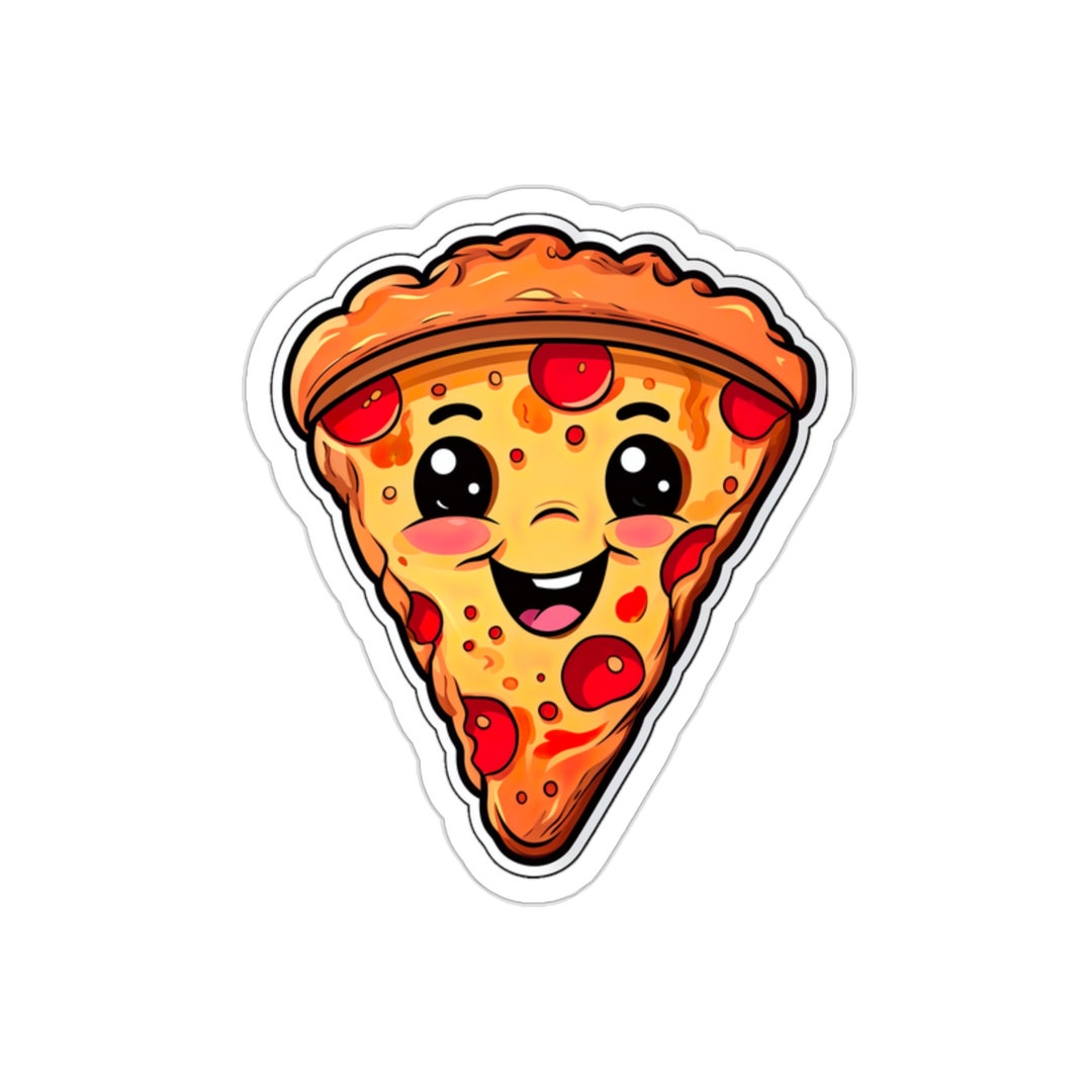 Pizza Slice Sticker | Kawaii Style Cartoon Pizza Slice Sticker - Etsy