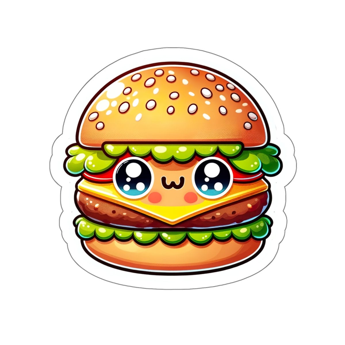 Smiling Hamburger Sticker Kawaii Style Cartoon Hamburger Sticker - Etsy