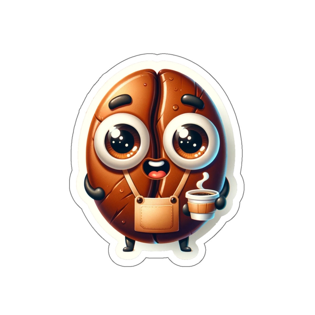 Barista Bean Sticker | Kawaii Style Cartoon Pizza Slice Sticker - Etsy