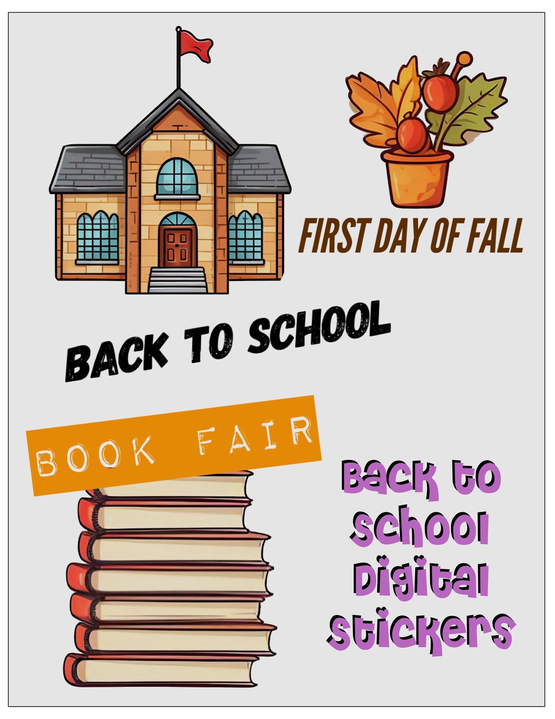 Back to School Digital Stickers | Teacher | Pre-cropped Digital Planner ...