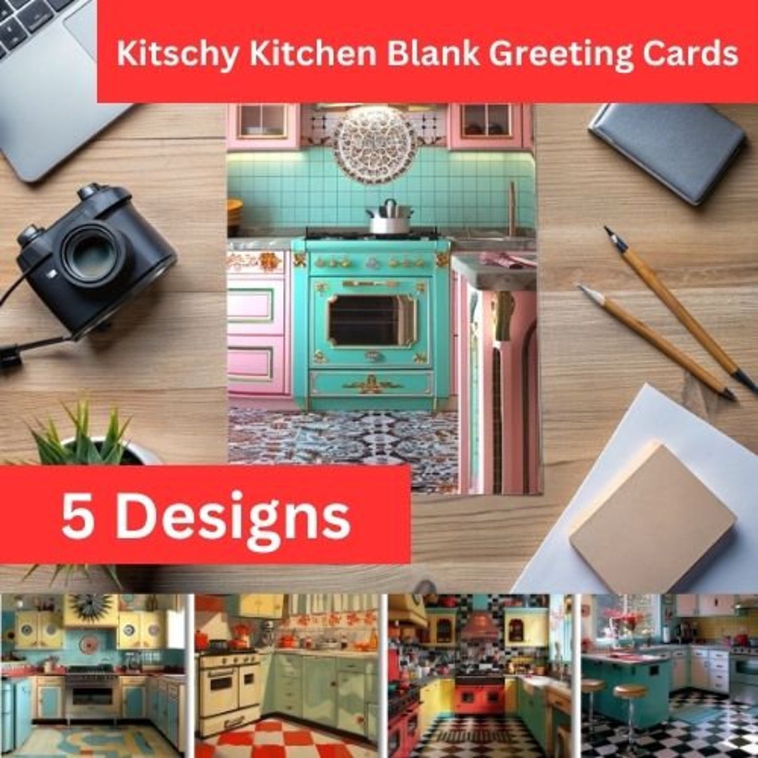 Kitschy Kitchen Blank Greeting Cards (set of 5 Blank Cards) - Etsy