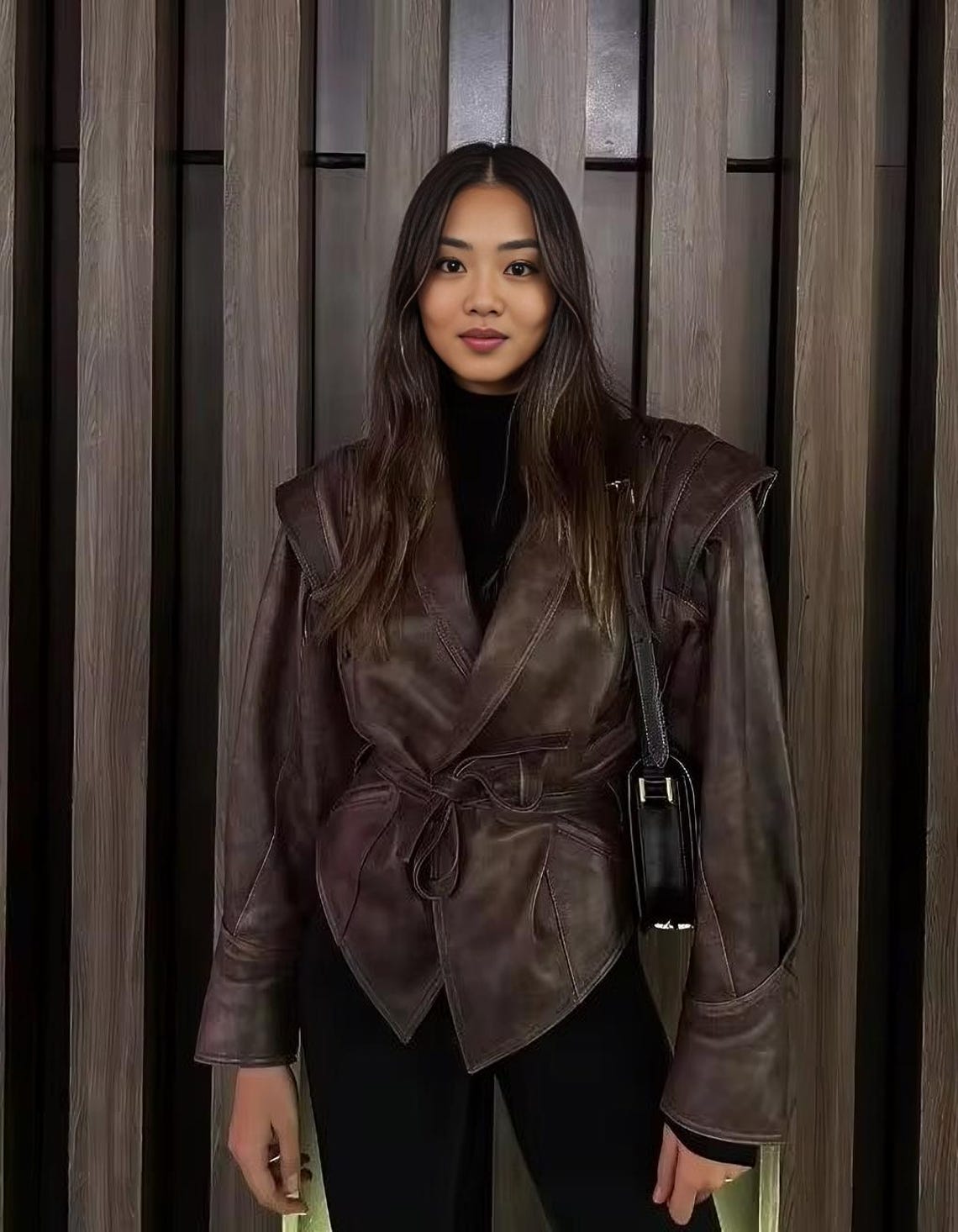 Brown Vegan Leather Wrap Jacket, Vintage-inspired Lace-up Jacket, Women ...