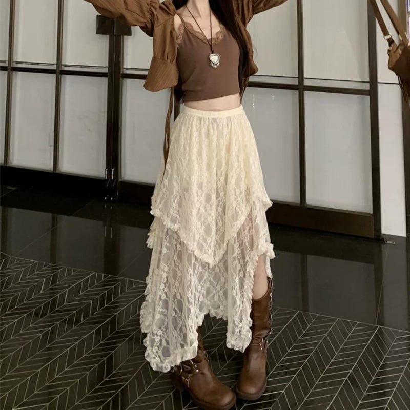 Long Layer Ruffle Skirt - Etsy