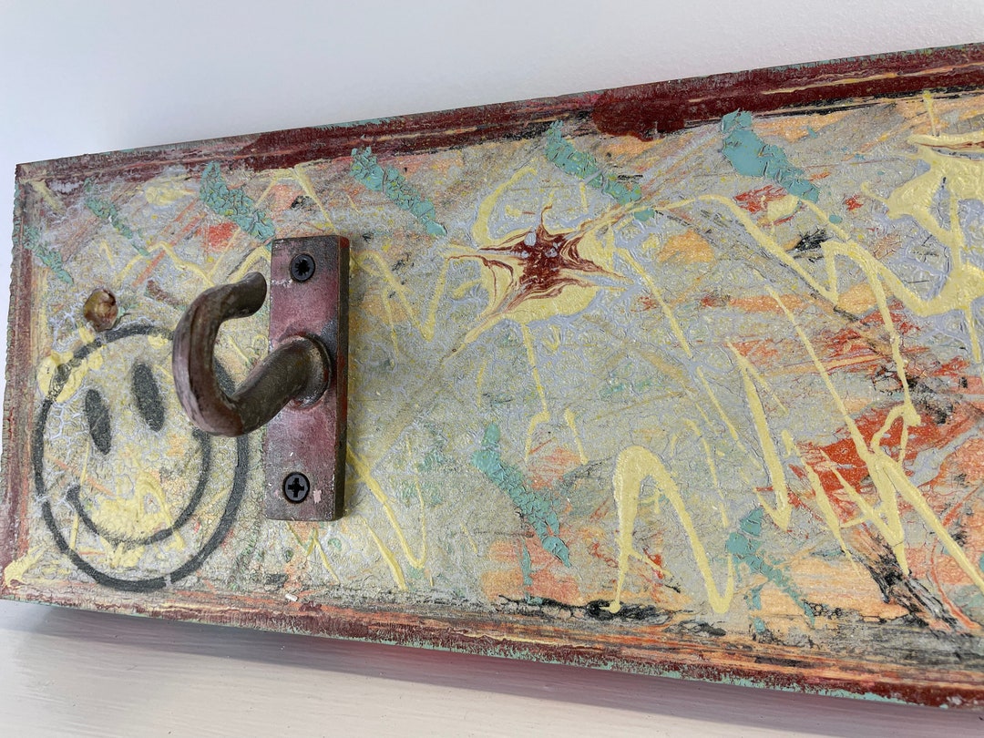 Unique Hand Painted Coat Hooks Art Cast Iron Wall Hanging Graffiti ...